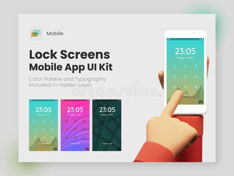 Lock Screens App UI Kit with Multiple Display for Mobile Application ...
