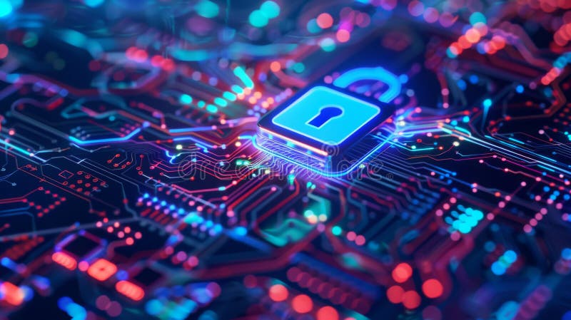 Lock Securely Positioned on Circuit Board Stock Image - Image of ...