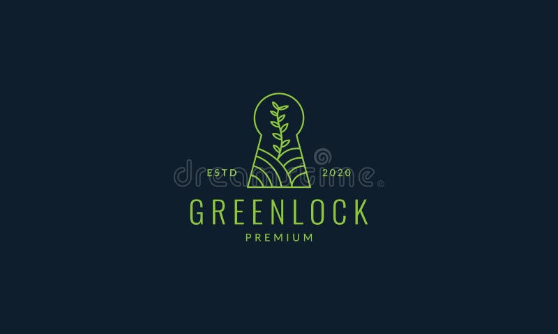 Lock Shape Green Plant Lines Logo Icon Vector Illustration Design Stock ...
