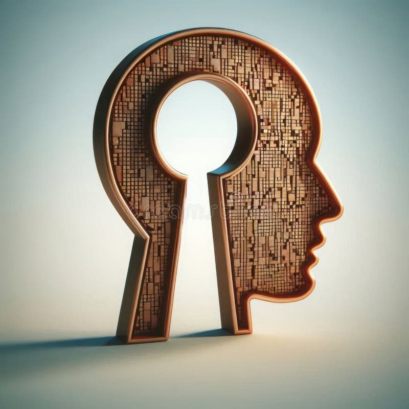 The Lock is in the Shape of the Profile of a Human Head. Space for Text ...