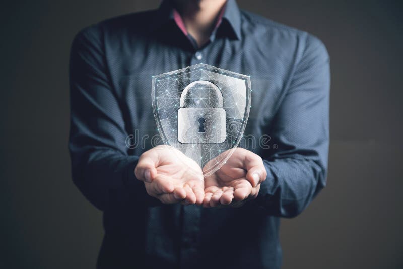 Lock Shield. Cybersecurity Concept Stock Image - Image of digital, hand ...