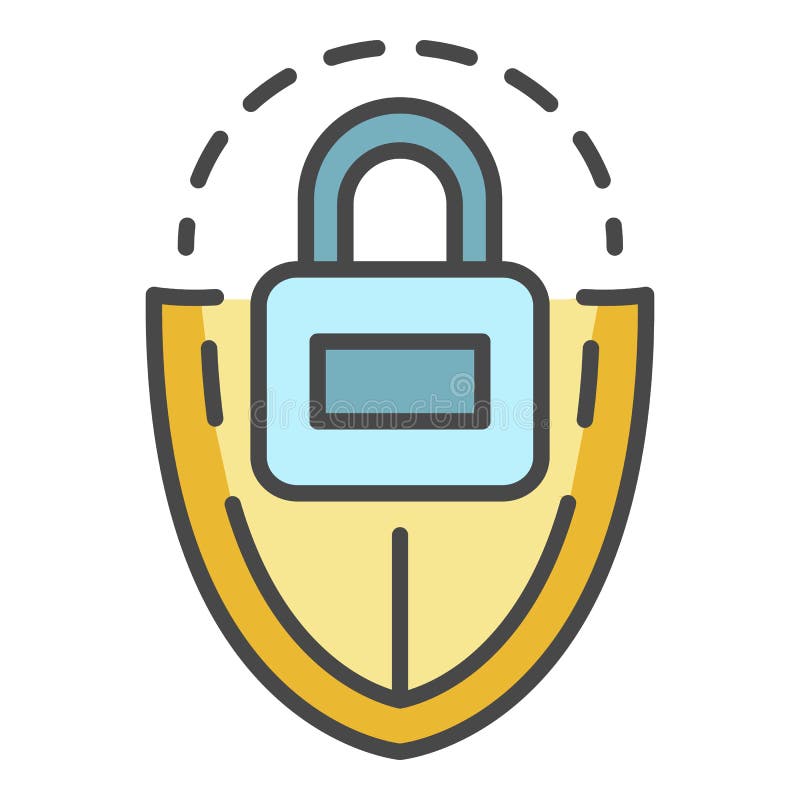 Lock Shield Icon Color Outline Vector Stock Vector - Illustration of ...