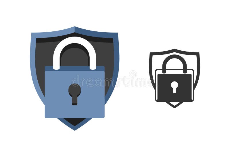 Lock and Shield Icon for Security and Protection Stock Vector ...