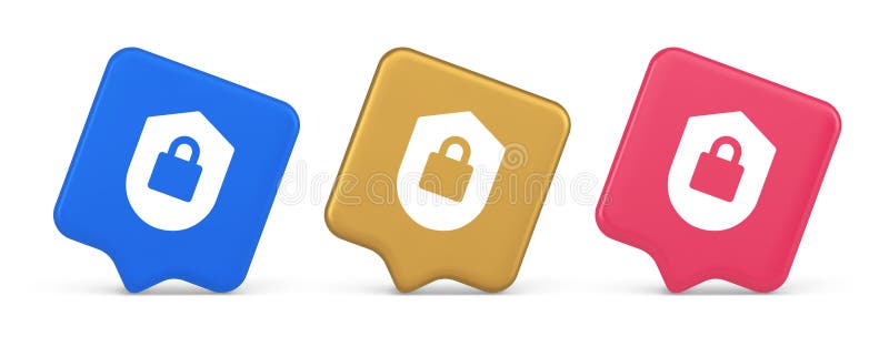 Lock Shield Security Button Privacy Blocked Password Service Web App 3d ...