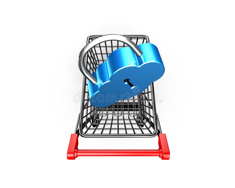 Lock on Shopping Cart, Cloud Connecting Security Concept, ED Il Stock ...