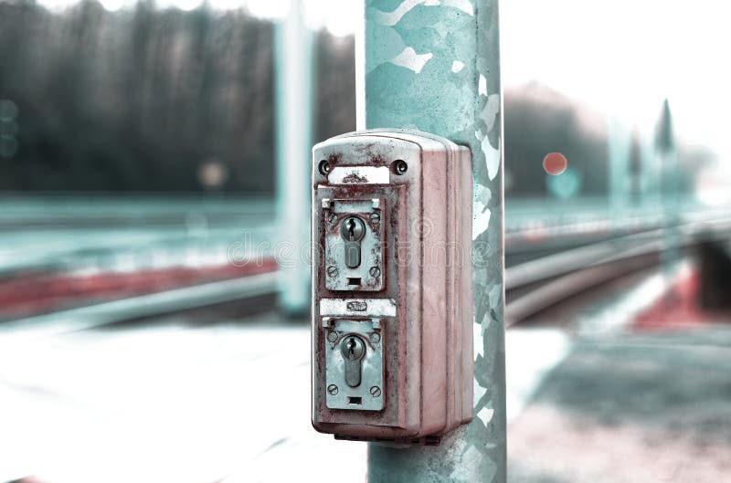 Lock of the Signal System Next To the Train Tracks Editorial Stock ...