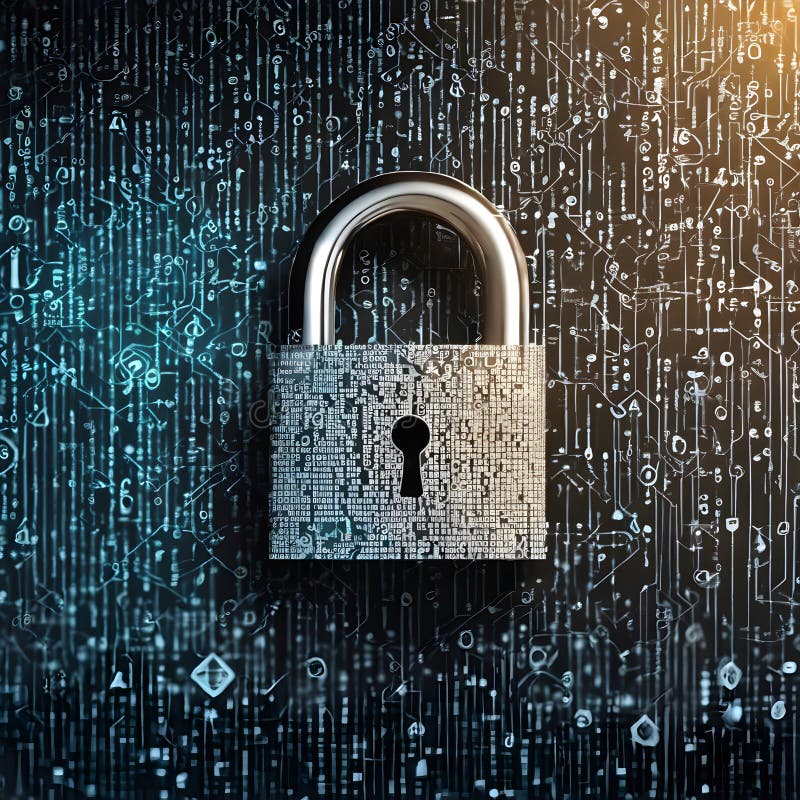 A Lock on Tech Background with Binary Codes Ai Generated Stock Photo ...