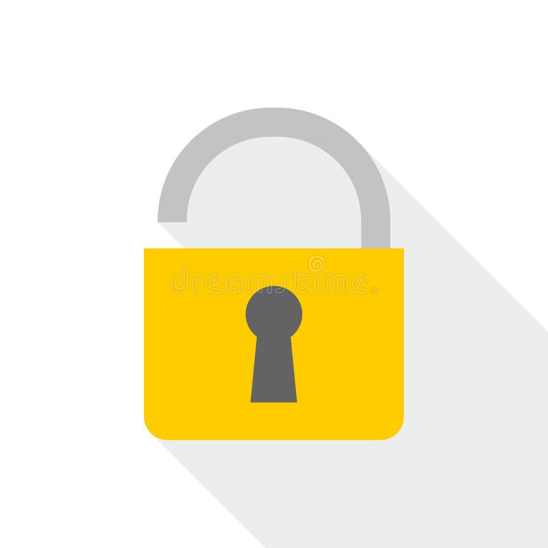 Lock Single Icon with Long Shadow Stock Vector - Illustration of lock ...