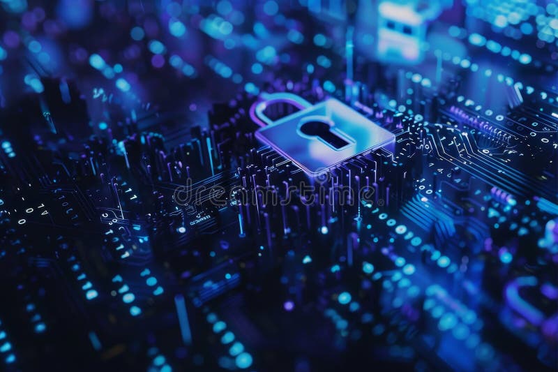 A Lock Sits Atop a Computer Circuit, Symbolizing Digital Security and ...