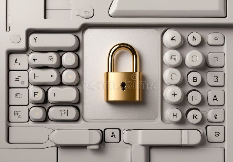 Lock on a keyboard stock illustration. Illustration of network - 364632297