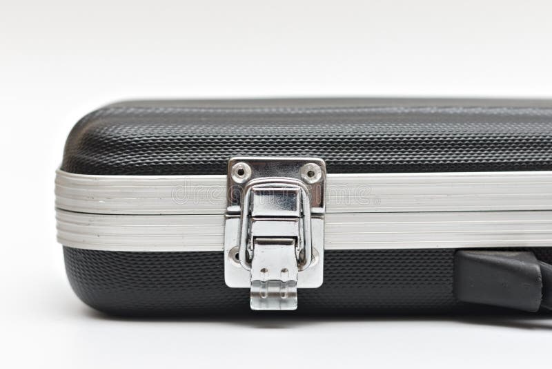 A Lock on a Small Black Suitcase. Studio Photo on White Background ...