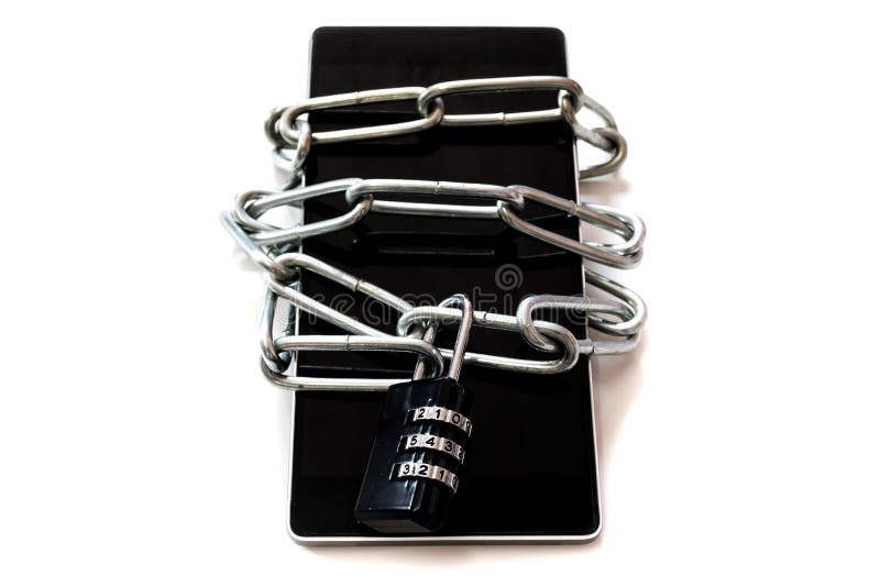 Lock Smart Phone with Key Chains. Stock Image - Image of mobile, person ...