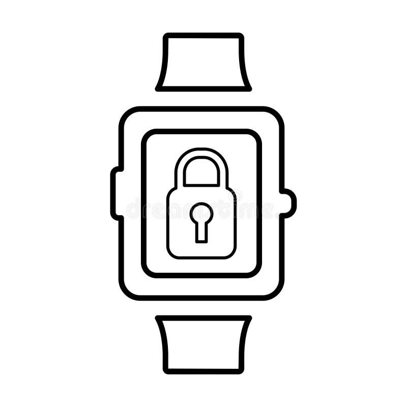 Lock smart watch icon stock vector. Illustration of secure - 258284879