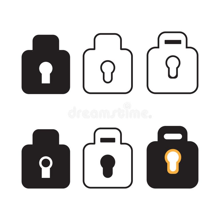 Lock Solid Black and Outline Vector Design Illustrator Stock Vector ...