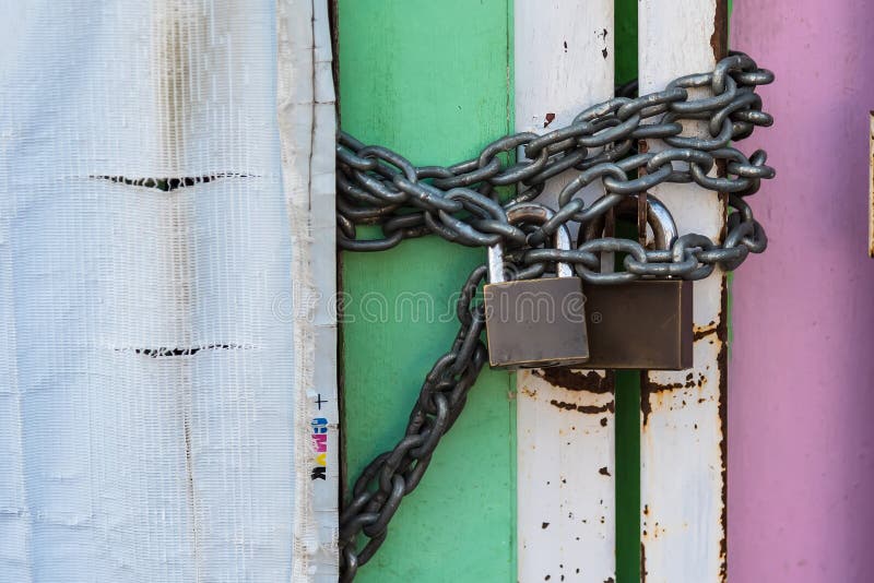 Lock on a Steel Chain, Close-up Photo Stock Photo - Image of latch ...