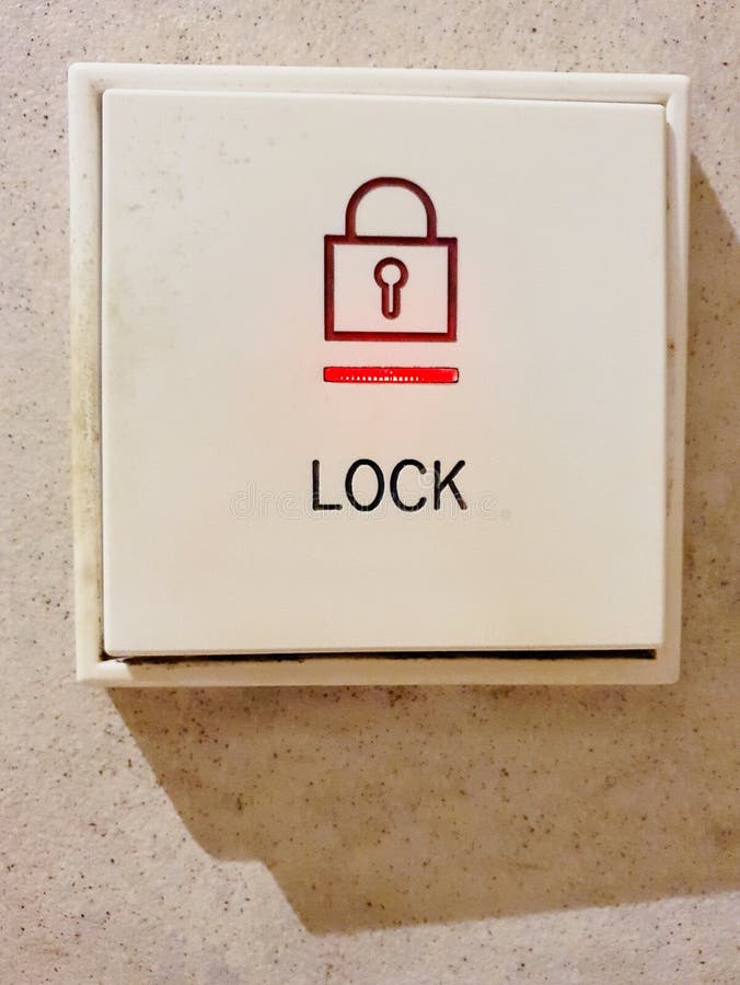 Lock Switch with Red Light Indicator Stock Photo - Image of close ...