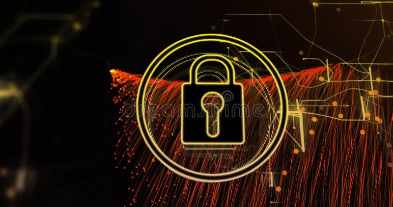 Lock Symbol with Circular Lines, Data Security Image Over Abstract ...