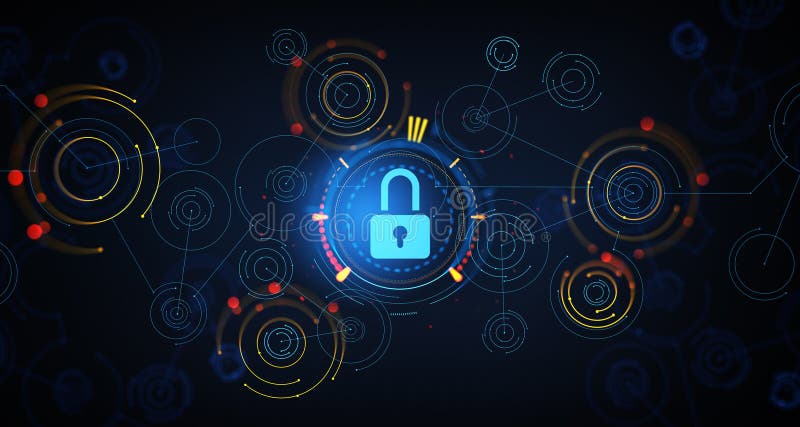 Lock Symbol with Diverse Lines and Circles, Internet Security Stock ...