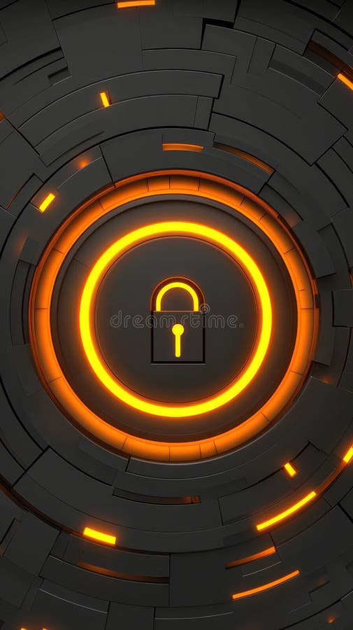 Lock Symbol Glowing in a Futuristic Digital Interface, AI Stock Image ...