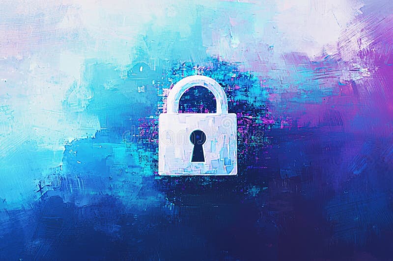 The Lock Symbol is Overlaid with Blue and Pink Code on a White ...