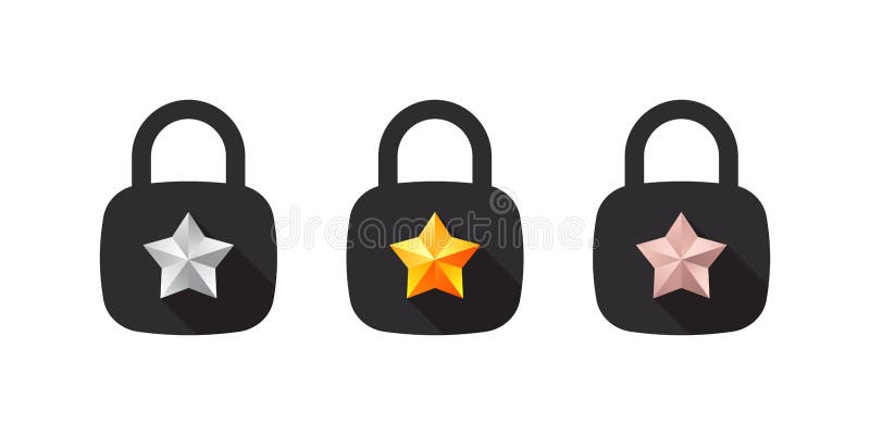 Lock Symbols. Lock Icons. Icons of Locks with Stars Stock Vector ...