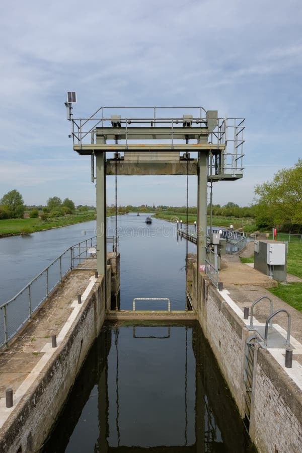 Detailed View of a River Lock System Used by Canal and Narrowboats ...