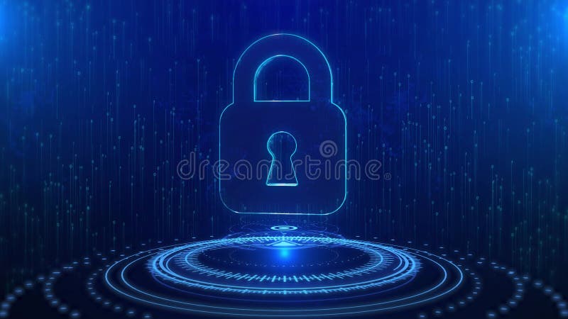 Lock Text Cyberspace Future Digital Technology Hologram Concept. Stock ...