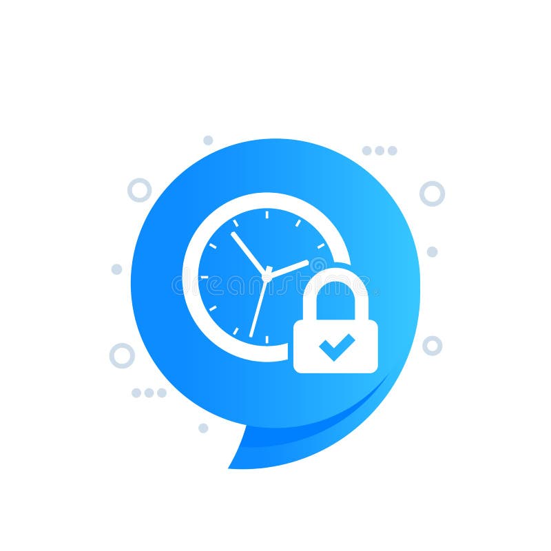 Lock and Time Icon with a Clock, Vector Stock Vector - Illustration of ...