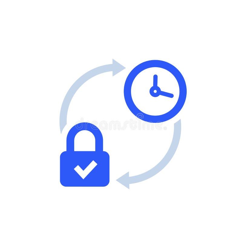 Lock and Time Icon on White Stock Vector - Illustration of safety ...