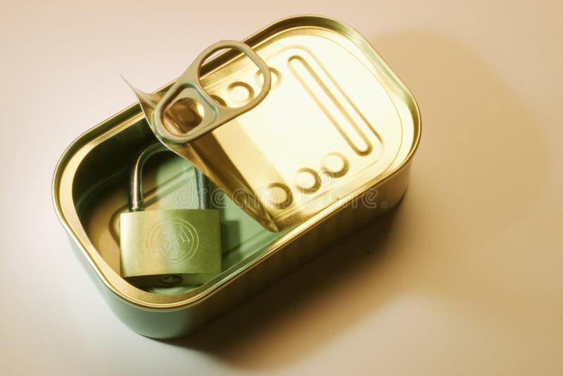 Lock in tin Can stock photo. Image of restriction, studio - 129384106