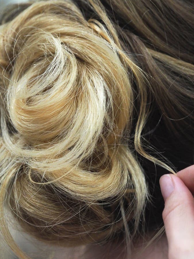 A Lock of Tinted Hair. Close Up. Stock Photo - Image of ponytail, hair ...