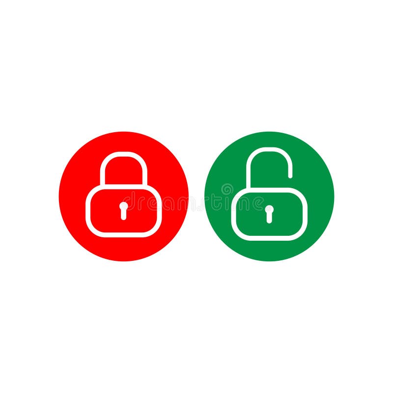 Lock and Unlock Button Design Template. Padlock Outline Icon Vector ...