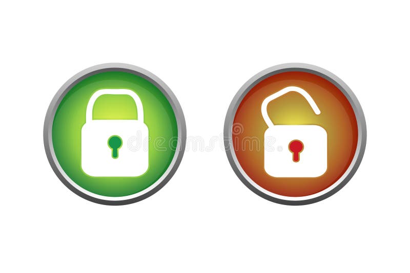 Lock and Unlock Button Double Stock Photo - Illustration of design ...