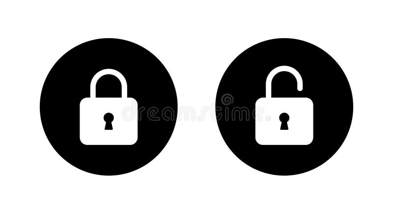 Lock and Unlock Icon on Black Circle. Padlock Concept Stock Vector ...