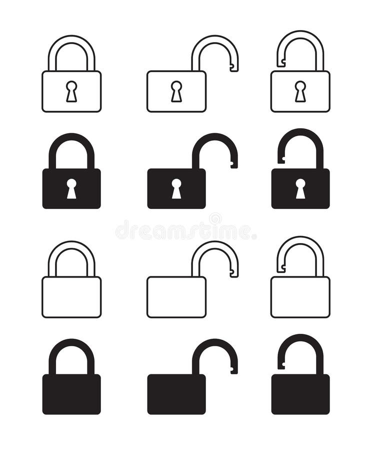 Lock and Unlock Icon. Padlock Open and Closed Sign. Log in and Log Out ...