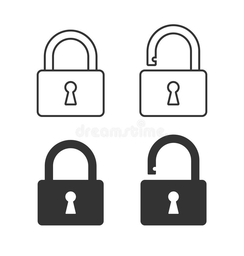 Lock and Unlock Icon. Padlock Open and Closed Sign. Log in and Log Out ...