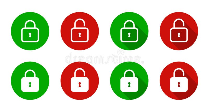 Lock and Unlock Icon Set with Long Shadow. Security Padlock Sign Stock ...