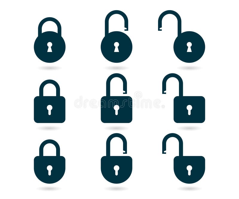 Lock and Unlock Icon Set. Security Symbol Stock Vector - Illustration ...