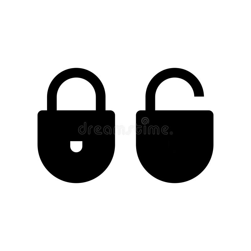 Lock and Unlock Icons. Black Silhouettes. Simple Security Symbols ...