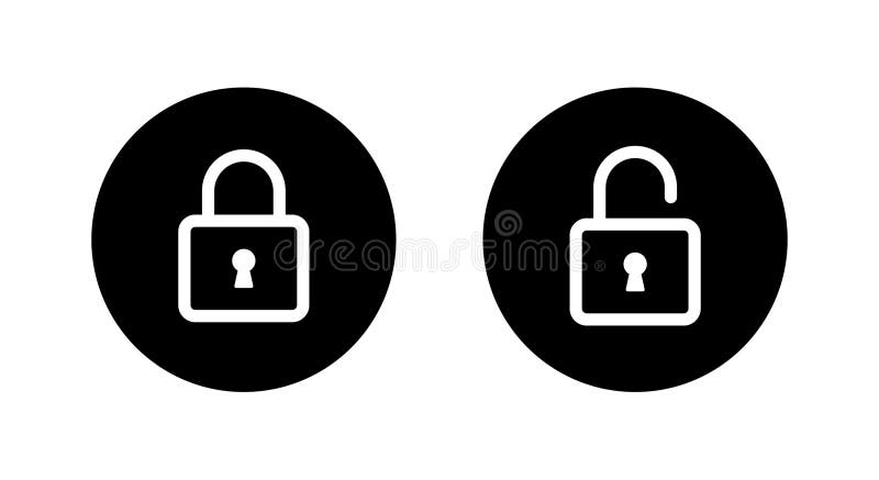 Lock and Unlock Line Icon on Black Circle. Padlock Sign Symbol Stock ...
