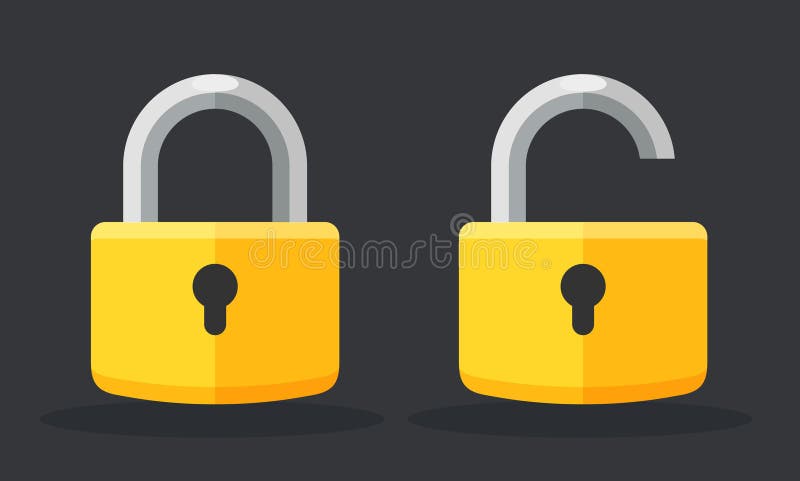 Lock and Unlock Padlocks Icons Stock Vector - Illustration of ...