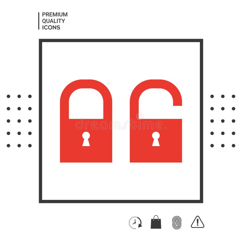 Lock, unlock - set icon stock vector. Illustration of protection ...