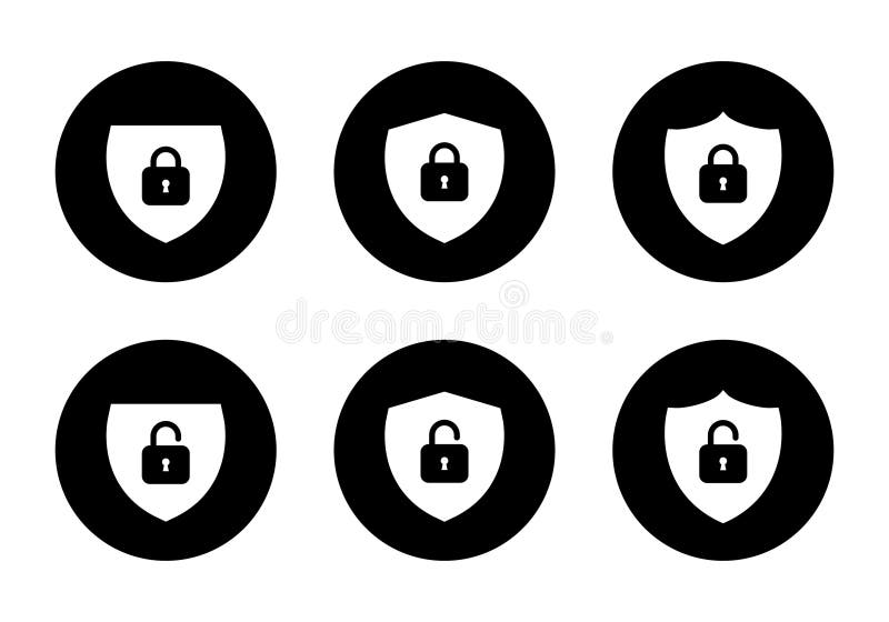 Shield with Lock and Unlock Icon Vector. Red and Green Shields Symbol ...