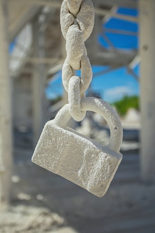 Lock in White Chalk Dust Close-up. Stock Photo - Image of chain, chalk ...