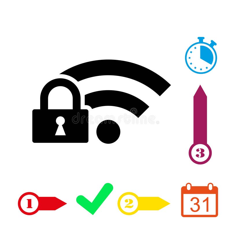 Lock Wifi Icon Stock Vector Illustration Flat Design Stock Vector ...