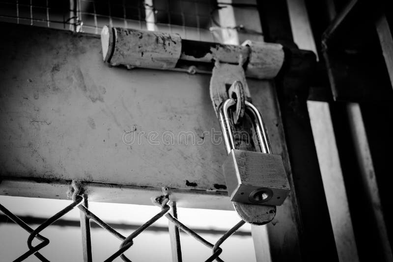 Lock on the Old Wire Mesh of Cage Stock Image - Image of lock, light ...
