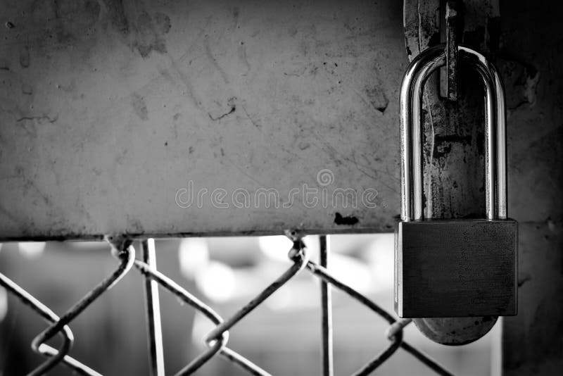 Lock on the Old Wire Mesh of Cage Stock Image - Image of engineer ...
