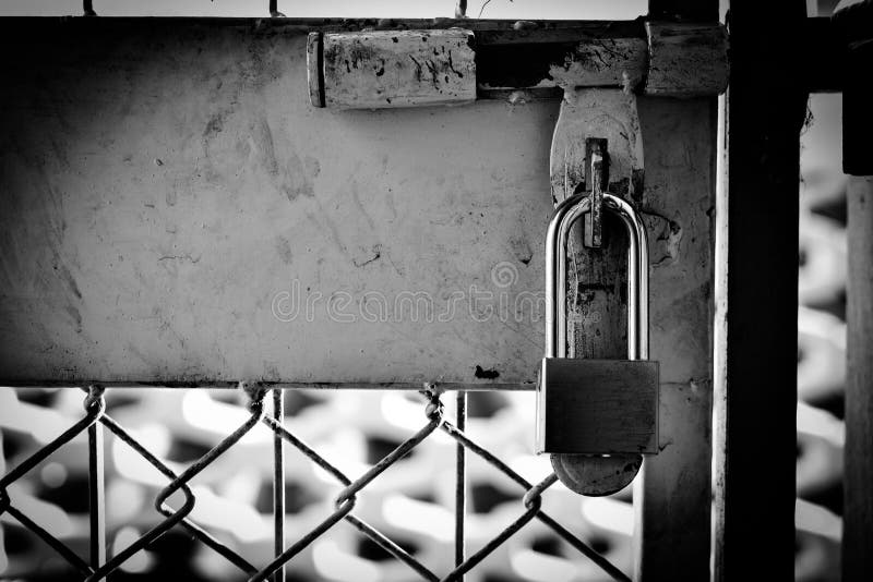 Lock on the Old Wire Mesh of Cage Stock Image - Image of fence ...