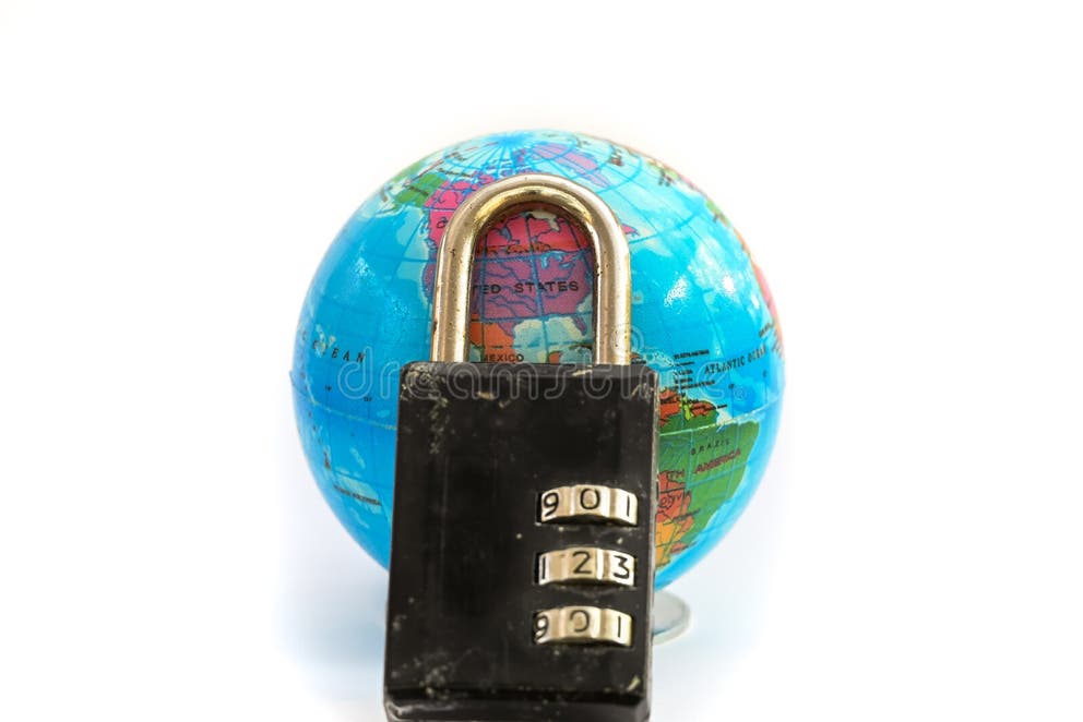 Lock and world stock image. Image of device, fastening - 223446669