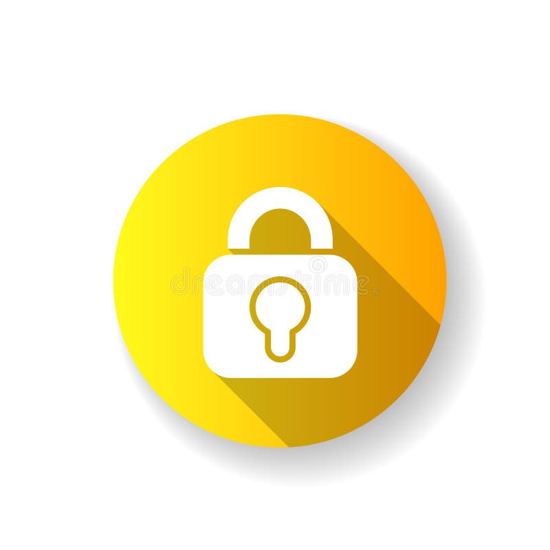 Lock Yellow Flat Design Long Shadow Glyph Icon Stock Vector ...